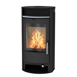 FIREPLACE Kaminofen "Heathus Parma Stahl schwarz Exklusiv", schwarz, Kamin&ouml;fen, mit Holzfach und Natursteinteefach