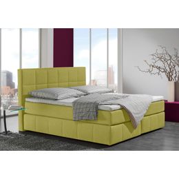 Boxspringbett Home Affaire, B:172cm L:215cm, gelb, Strukturstoff-Bezug (100% Polyester), Komplettbetten, "Casano", mit feiner Steppung, in 3