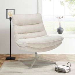 Sessel OTTO HOME, B:75cm H:87cm T:86cmcreme, Sessel, "AVAA, Loungesessel im softem Cord-Bezug", 360 Grad drehbar, Relax- und TV-Sessel