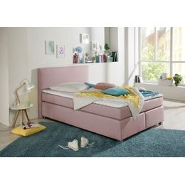Boxspringbett Home Affaire, B:147cm L:230cm, rosa, Komplettbetten, "Eliana", inkl. Topper, in 4 Breiten, 3 Matratzenarten und 2 H&auml;rtegraden