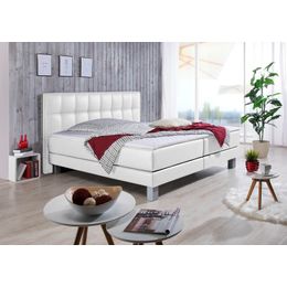 Boxspringbett Home Affaire, B:167cm L:208cm, wei&szlig;, Komplettbetten, "Tavira", in 4 Breiten, 4 Farben und 3 Matratzenarten, incl. Topper