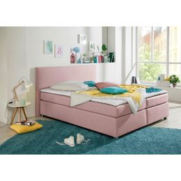 Boxspringbett Home Affaire, B:187cm L:210cm, rosa, Komplettbetten, "Eliana", inkl. Topper, in 4 Breiten, 3 Matratzenarten und 2 H&auml;rtegraden