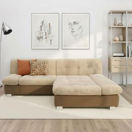 Ecksofa DOMO collection, B:234cm H:80cm T:157cm, braun, 90% Polyester, 10% Acryl, Wohnzimmer, Sofas, "100031 kompakte Stellma&szlig;e, komfortabel und
