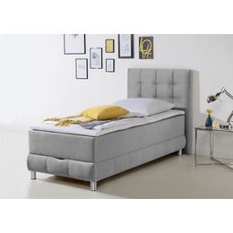 Boxbett Home Affaire, B:104cm L:210cm, silber, Komplettbetten, "Vaasa", inkl. Bettkasten & Topper, XXL-Ausf&uuml;hrung, &Uuml;berl&auml;nge 220 cm