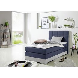 Boxspringbett Home Affaire, B:103cm L:210cm, blau, Komplettbetten, inklusive Topper und Wendekissen