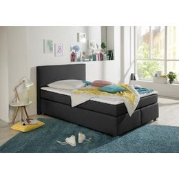 Boxspringbett Home Affaire, B:147cm L:230cm, blau, Komplettbetten, "Eliana", inkl. Topper, in 4 Breiten, 3 Matratzenarten und 2 H&auml;rtegraden
