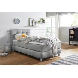 Boxspringbett Home Affaire, B:104cm L:211cm, grau, Struktur (100% Polyester);Bezug der Spiegelfl&auml;che Matratzendrell aus 100% Polyester;Samtoptik