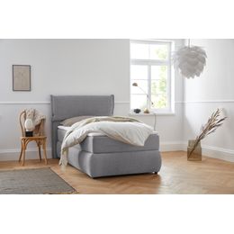 Boxspringbett Home Affaire, B:128cm L:225cm, grau, Struktur weich (85% Polyester/15% Nylon), Komplettbetten, "Jenson", in 4 Farben, 4 Breiten, 3