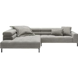 Ecksofa Home Affaire, B:311cm H:71cm T:219cm, grau, 88% Polyester, 12% Polyacryl, Wohnzimmer, Sofas, "Claya, L-Form, incl. Kopfteilverstellung,