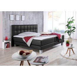 Boxspringbett Home Affaire, B:147cm L:208cm, schwarz, Komplettbetten, "Tavira", in 4 Breiten, 4 Farben und 3 Matratzenarten, incl. Topper