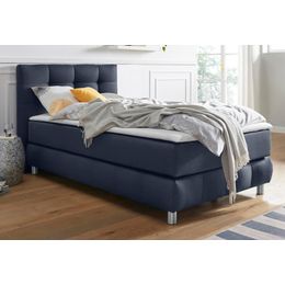 Boxspringbett Home Affaire, B:104cm L:211cm, blau, Struktur (100% Polyester);Bezug der Spiegelfl&auml;che Matratzendrell aus 100% Polyester;Samtoptik