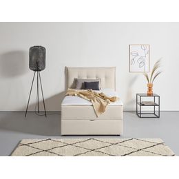 Boxbett Home Affaire, B:155cm L:213cm, beige, Komplettbetten, "Kederleicht", inklusive Bettkasten & Topper, in 4 Breiten und 2 H&auml;rtegraden