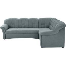 Ecksofa DOMO collection, B:242cm H:84cm T:190cm, blau, Struktur ( 90% Polyester, 10% Polyacryl);Microfaser PRIMABELLE (100% Polyester);Kunstleder
