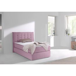 Boxspringbett Home Affaire, B:115cm L:210cm, rosa, Feinstruktur(100% Polyester);Bezug der Spiegelfläche Matratzendrell aus 100% Polyester,
