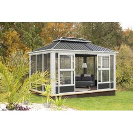 Pavillon Sojag, grau, Garten, Pavillons, "»Olan 1014«", aus Aluminium, mit Wintergarten, inkl. Moskitonetzen