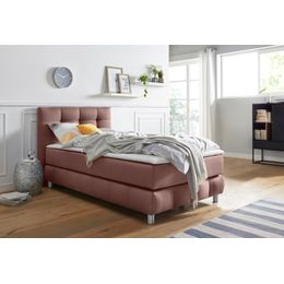 Boxspringbett Home Affaire, B:104cm L:211cm, braun, Struktur (100% Polyester);Bezug der Spiegelfl&auml;che Matratzendrell aus 100% Polyester;Samtoptik