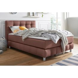 Boxspringbett Home Affaire, B:134cm L:211cm, braun, Struktur (100% Polyester);Bezug der Spiegelfl&auml;che Matratzendrell aus 100% Polyester;Samtoptik