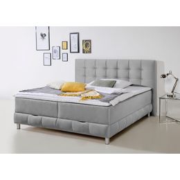 Boxbett Home Affaire, B:214cm L:210cm, silber, Komplettbetten, "Vaasa", inkl. Bettkasten & Topper, XXL-Ausf&uuml;hrung, &Uuml;berl&auml;nge 220 cm