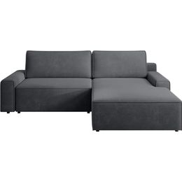 Ecksofa Trendmanufaktur, B:246cm H:98cm T:168cm, grau, 100% Polyester, Wohnzimmer, Sofas, "Challenge, Schlafsofa mit Bettkasten, Couch in L-Form,