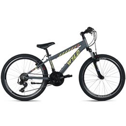 WYLD Kinderfahrrad "Mistral Grau 18 G&auml;nge RH 32 cm - Ab 8 Jahre", 32cm, 24 Zoll (60,96cm) hinten: 24 Zoll (60,96cm)grau, schwarz, Fahrr&auml;der