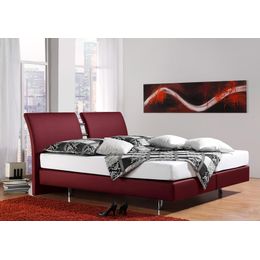 Boxspringbett Home Affaire, B:195cm L:220cm, rot, Matratzenbezug: Drell (60% Baumwolle, 40% Polyester), Komplettbetten, "Polo", in 3 Matratzenarten,