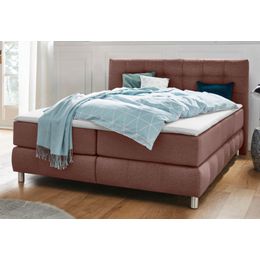 Boxspringbett Home Affaire, B:174cm L:211cm, braun, Struktur (100% Polyester);Bezug der Spiegelfl&auml;che Matratzendrell aus 100% Polyester;Samtoptik