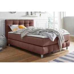 Boxspringbett Home Affaire, B:134cm L:211cm, braun, Struktur (100% Polyester);Bezug der Spiegelfl&auml;che Matratzendrell aus 100% Polyester;Samtoptik