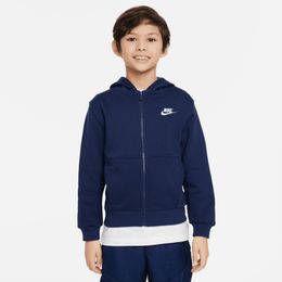 Nike Sportswear M&auml;dchen Kapuzensweatjacke "Nike Sportswear Club Fleece Big Kids' Full-Zip Hoodie", blau, Gr. XS, Sweatware, Obermaterial: 80%