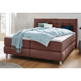 Boxspringbett Home Affaire, B:174cm L:211cm, braun, Struktur (100% Polyester);Bezug der Spiegelfl&auml;che Matratzendrell aus 100% Polyester;Samtoptik
