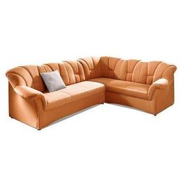 Ecksofa DOMO collection, B:242cm H:84cm T:190cm, orange, Struktur ( 90% Polyester, 10% Polyacryl);Microfaser PRIMABELLE (100% Polyester);Kunstleder