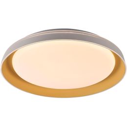 JUST LIGHT Deckenleuchte "SATI", 1, &Oslash; 43cm H: 8,5cm, 1 Stk., braun, Wohnzimmer, Leuchten, LED, dimmbar, Switchmo, Memory, nach Trennung vom Netz