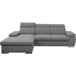 Ecksofa WERK2, B:282cm H:88cm T:185cm, grau, 92% Polyester, 8% Nylon, Wohnzimmer, Sofas, "Palma modernes Schlafsofa mit Bettkasten, L-Form, B/T