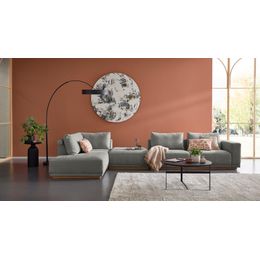 Wohnlandschaft Musterring, B:395cm H:78cm T:202cmgrau, 100% Polyester, Sofas, "JustB PM200 bequem, wahlw. Sitzvorzug, Breite 395cm, Holzsockel",