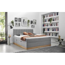Boxbett Home Affaire, B:182cm L:210cm, grau, Stoffbezug Nordic (100% Polyester), Komplettbetten, "Frappelle inkl. Bettkasten, erh&auml;ltlich in der Gr&ouml;&szlig;e