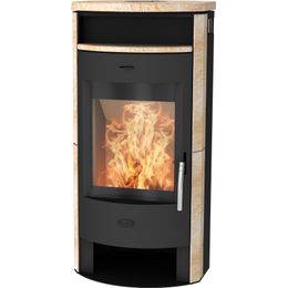 FIREPLACE Kaminofen "Heathus MAIA Sandstein Exklusiv"schwarz, Wohnzimmer, Kamin&ouml;fen, Tee- und Holzfach