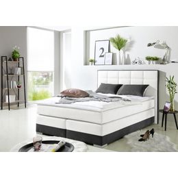 Boxspringbett Home Affaire, B:153cm L:210cm, wei&szlig;, Komplettbetten, inklusive Topper und Wendekissen