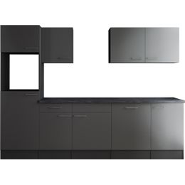 K&uuml;chenzeile respekta, B:280cm H:205cm T:60cmk&uuml;che: grau, front: grau, korpus: grau matt, arbeitsplatte: granit optik, Komplettk&uuml;chen-Sets