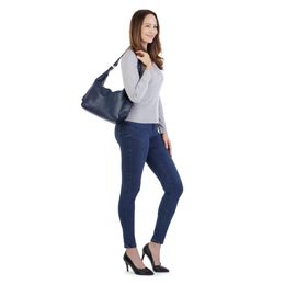 Samantha Look Damen Shopper, blau, Leder, unifarben, Taschen, echt Leder, Made in Italy