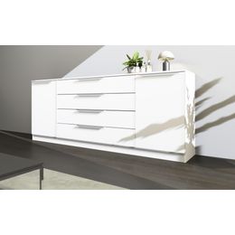 borchardt M&ouml;bel Kommode BORCHARDT M&Ouml;BEL, B:200cm H:78cm T:35cm, wei&szlig;, Holzwerkstoff, Schlafzimmer, Sideboards, "Oliva, Kommode mit Metallgriffen", Modernes Sideboard