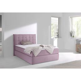 Boxspringbett Home Affaire, B:155cm L:210cm, rosa, Feinstruktur(100% Polyester);Bezug der Spiegelfläche Matratzendrell aus 100% Polyester,
