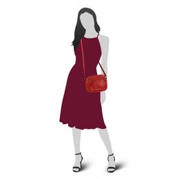 CLUTY Damen Umh&auml;ngetasche, rot, Leder, unifarben, Taschen, echt Leder, Made in Italy