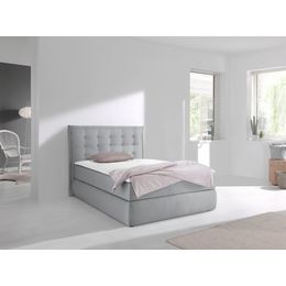 Boxspringbett Home Affaire, B:155cm L:210cm, grau, Feinstruktur(100% Polyester);Bezug der Spiegelfl&auml;che Matratzendrell aus 100% Polyester,
