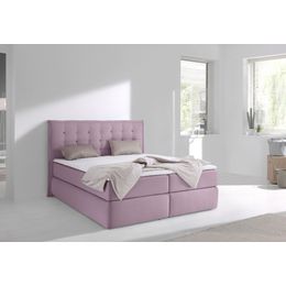 Boxspringbett Home Affaire, B:175cm L:210cm, rosa, Feinstruktur(100% Polyester);Bezug der Spiegelfl&auml;che Matratzendrell aus 100% Polyester,
