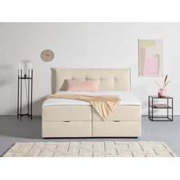 Boxbett Home Affaire, B:195cm L:213cm, beige, Komplettbetten, "Kederleicht", inklusive Bettkasten & Topper, in 4 Breiten und 2 H&auml;rtegraden