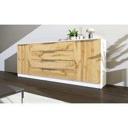 borchardt M&ouml;bel Kommode BORCHARDT M&Ouml;BEL, B:200cm H:78cm T:35cm, wei&szlig;, Holzwerkstoff, Schlafzimmer, Sideboards, "Oliva, Kommode mit Metallgriffen", Breite 200 cm, mit