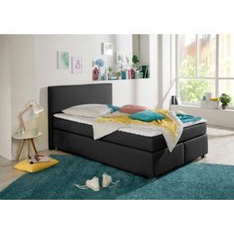 Boxspringbett Home Affaire, B:147cm L:230cm, blau, Komplettbetten, "Eliana", inkl. Topper, in 4 Breiten, 3 Matratzenarten und 2 H&auml;rtegraden