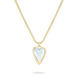 Damen Kette mit Anhänger "Schmuck Geschenk Edelstahl Halskette Glass Heart", Edelstahl, L: 45 B: 1,3mmgelbgoldfarben, transparent, Liebeskind Berlin,
