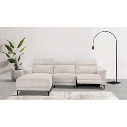 Ecksofa Home Affaire, B:261cm H:97cm T:179cm, beige, 100% Polyester, Wohnzimmer, Sofas, "LUND Cord, L-Form, 261 cm, man. o. elektr. Relaxfunktion
