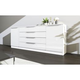 borchardt M&ouml;bel Kommode BORCHARDT M&Ouml;BEL, B:200cm H:78cm T:35cm, wei&szlig;, Holzwerkstoff, Schlafzimmer, Sideboards, "Oliva, Kommode mit Metallgriffen", Breite 200 cm, mit