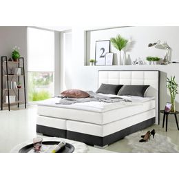 Boxspringbett Home Affaire, B:153cm L:210cm, wei&szlig;, Komplettbetten, inklusive Topper und Wendekissen